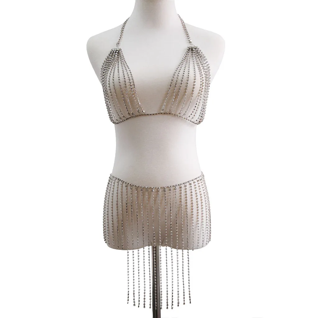 Trendy Multi-layers Crystal Chest Body Chain Zinc Rhinestone Alloy ...