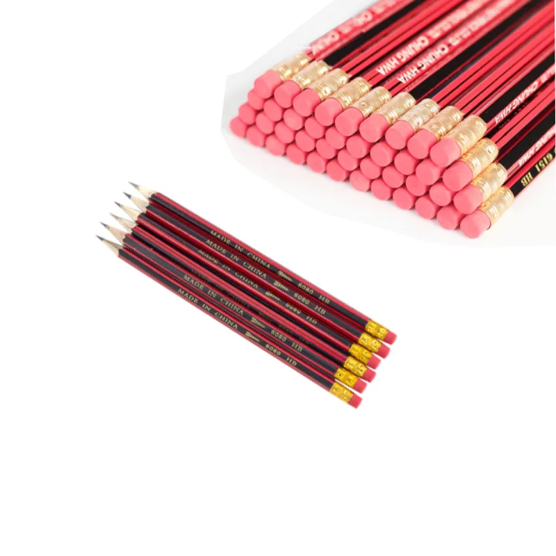 Customized Logo Poplar Wood Red HB Pencil for Office & School