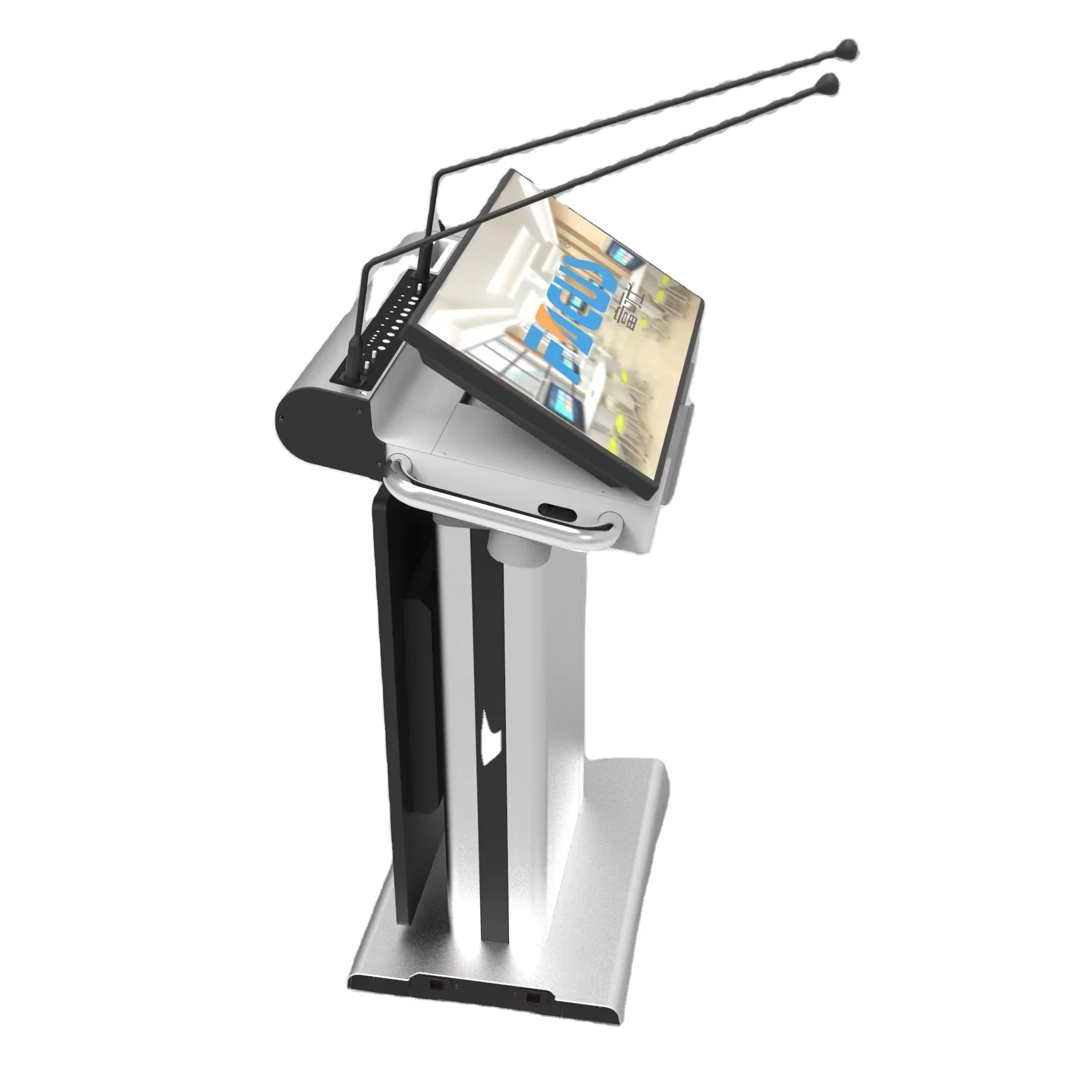 Electric Height-Adjustable Podium with Dual LCD Screens