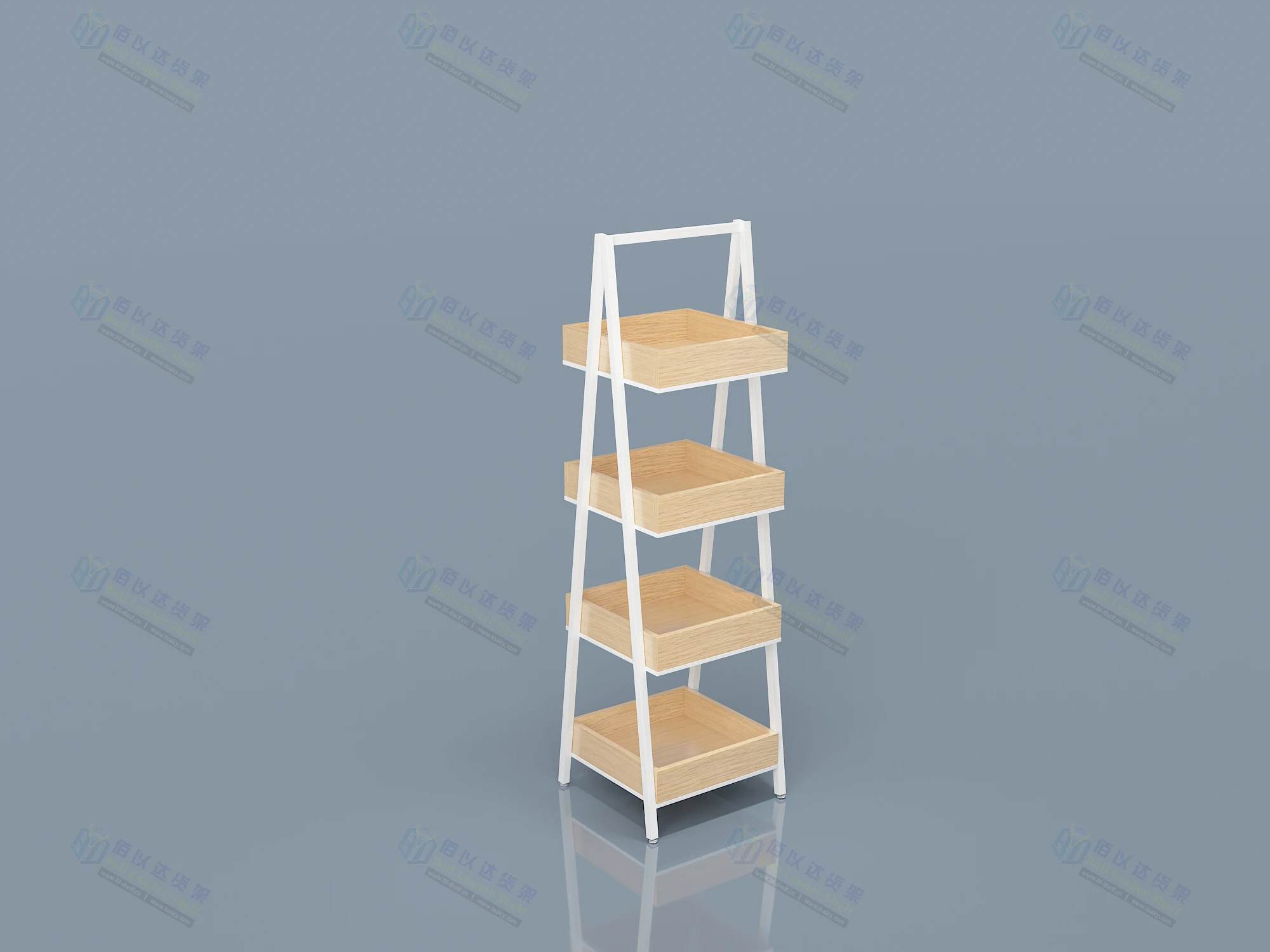 Miniso Daiso Store Wooden Ladder Boutique Display Shelf