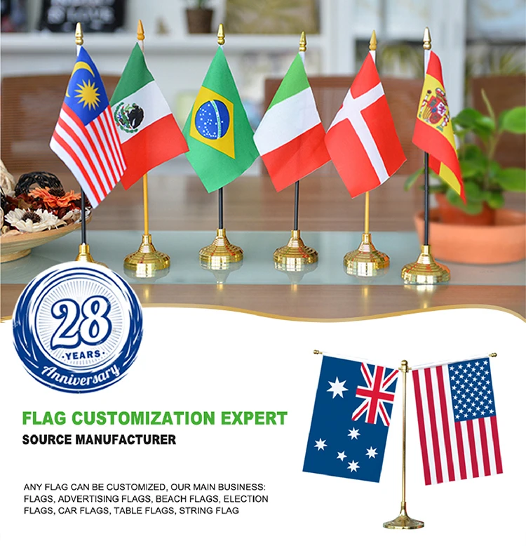 Different Countries 100% Polyester Custom Desk Table National Flag ...