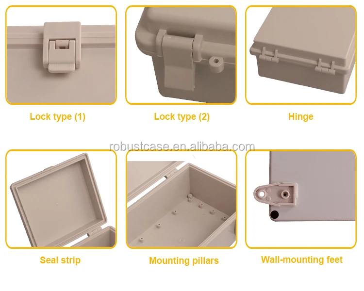 Outdoor Hinged Cover Plastic Enclosure IP65 Case 220x150x105 Mm