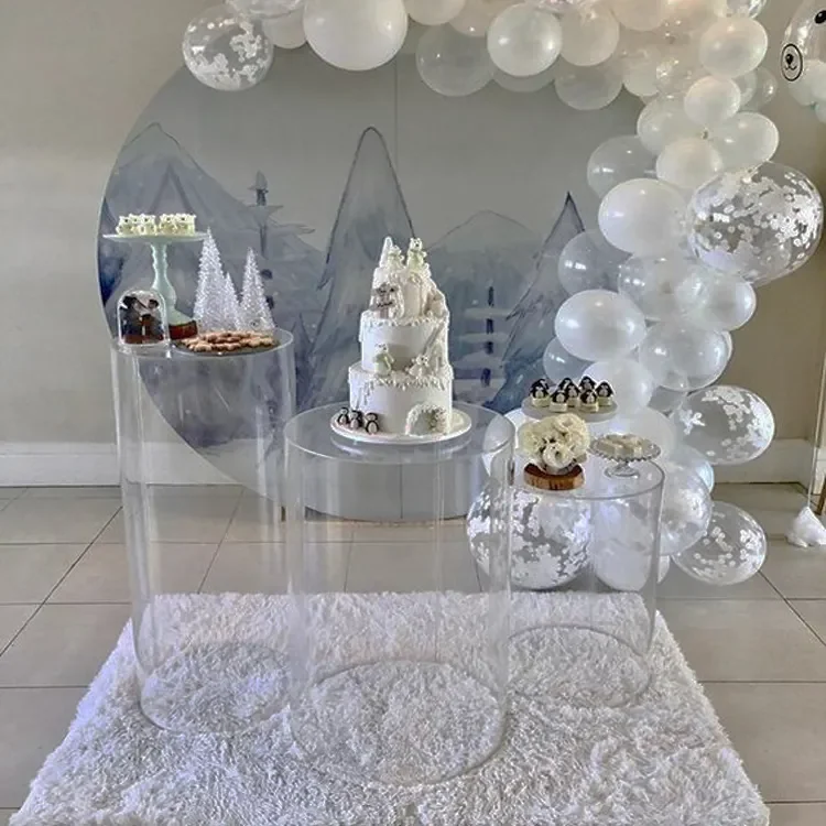 Acrylic Cylinders Pedestal Stand for Cake & Dessert - Ideal Decoration ...