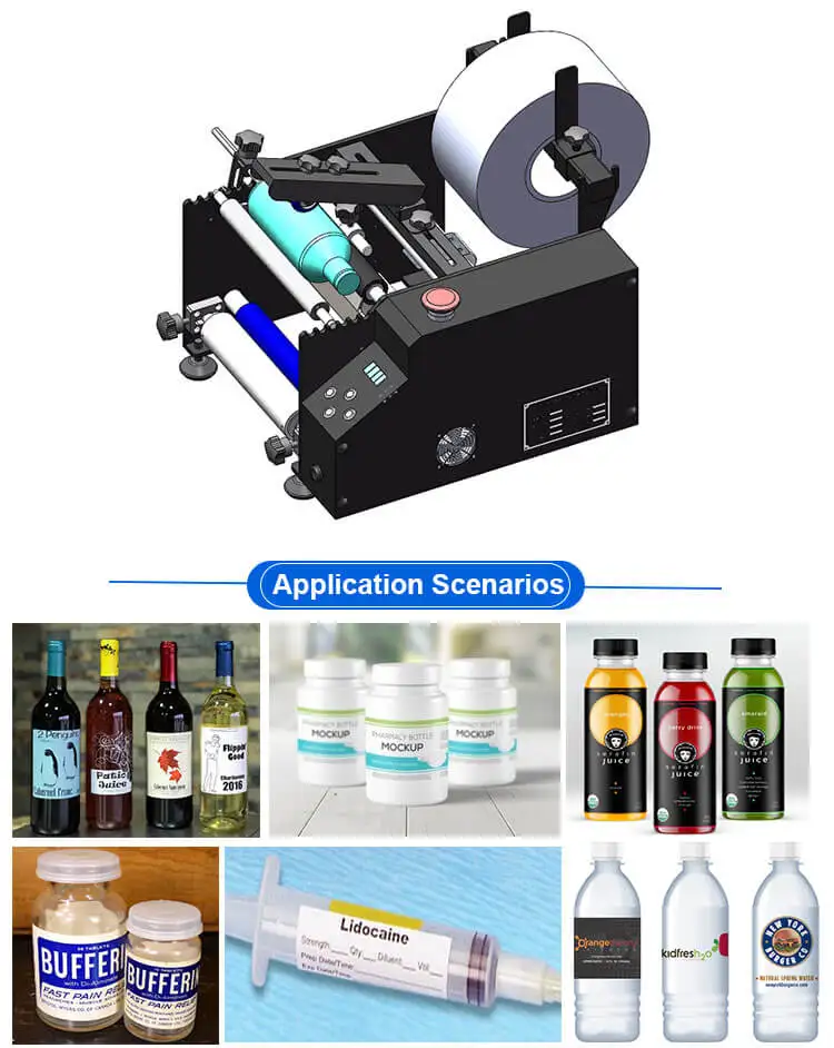 Semi Automatic Cylindrical Bottle Labeling Machine With Date Printer ...