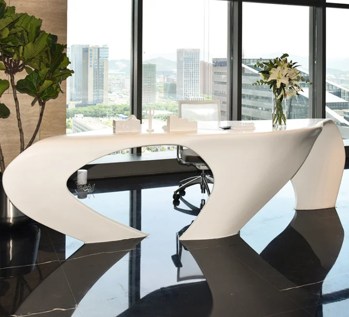 Custom Made Office Desk - Acrylic Solid Surface Design