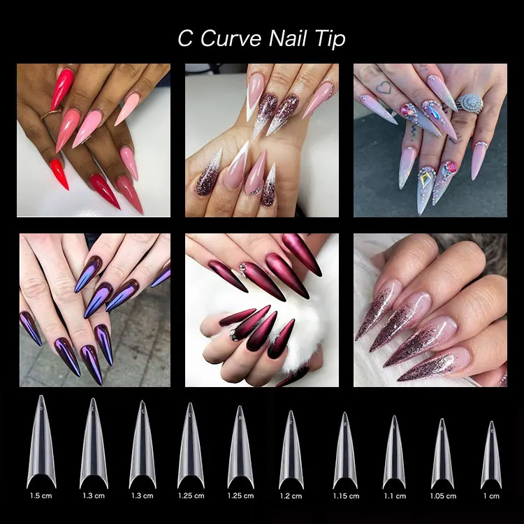 Custom Stiletto Square Coffin 500pcs Artificial Half Cover Xl Long ...