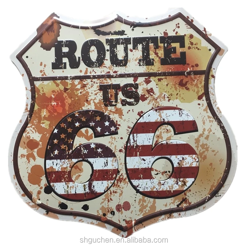 Wholesale Route 66 Metal Wall Art - Vintage Tin Signs