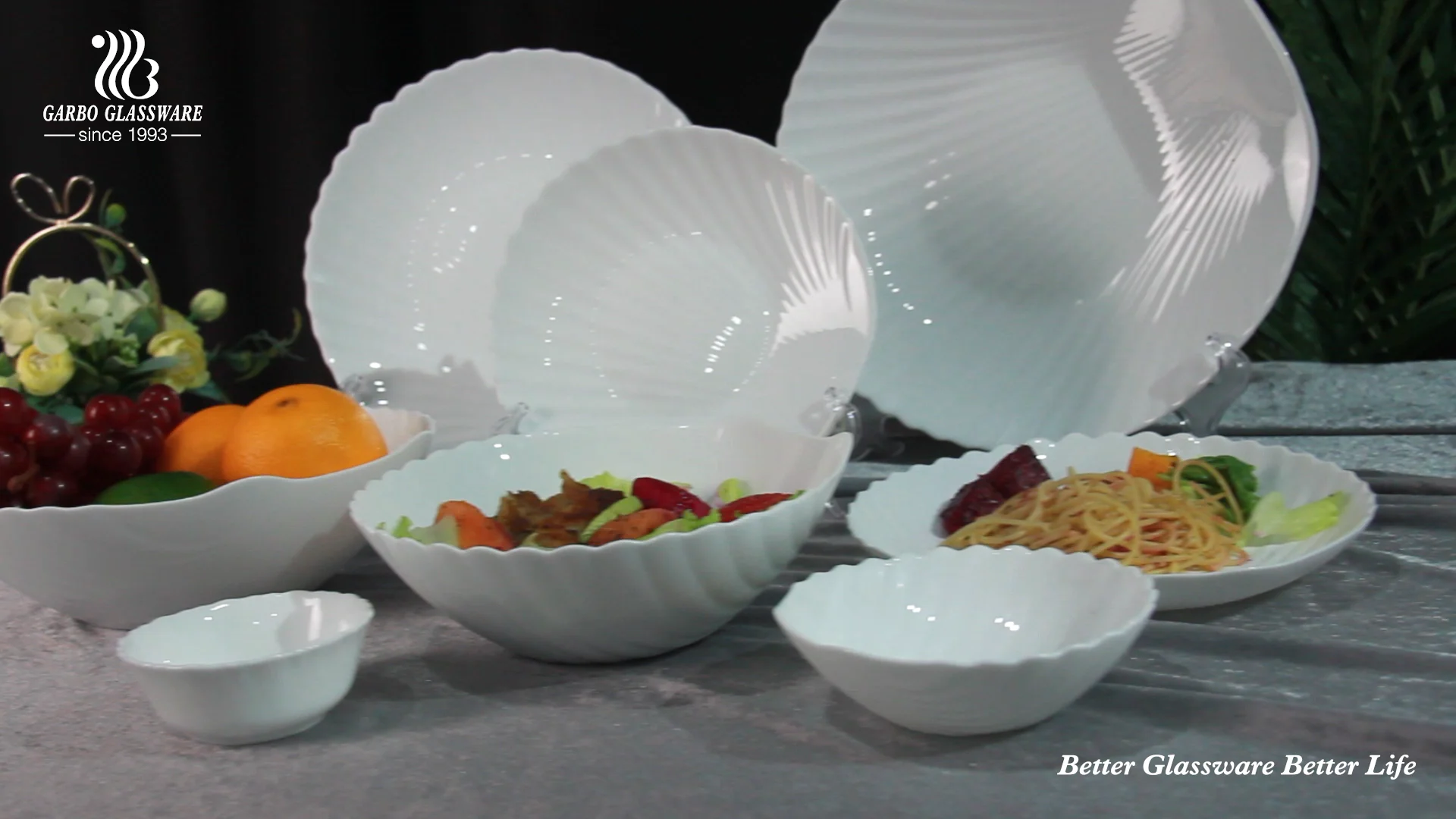 8 Inch Plain White Oval Opal Dinnerware Glass Tempered Tableware Plates ...