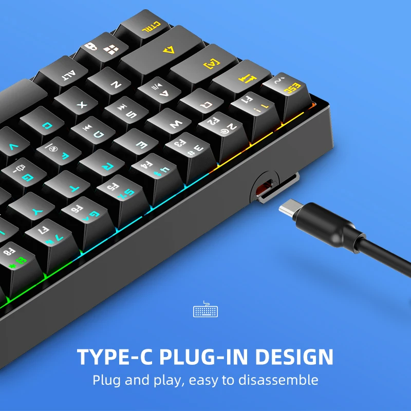 60% White Keyboard RGB 61 Keys - Gaming & Programmable