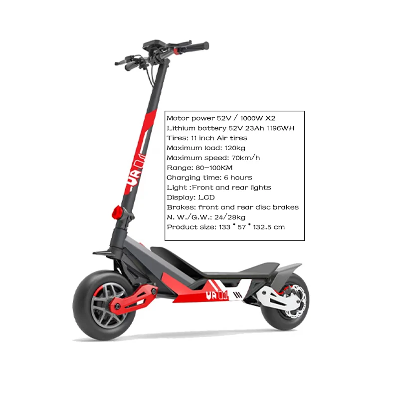 1000 Watt 52v Electric Folding Scooter With 11inch Big Wheels