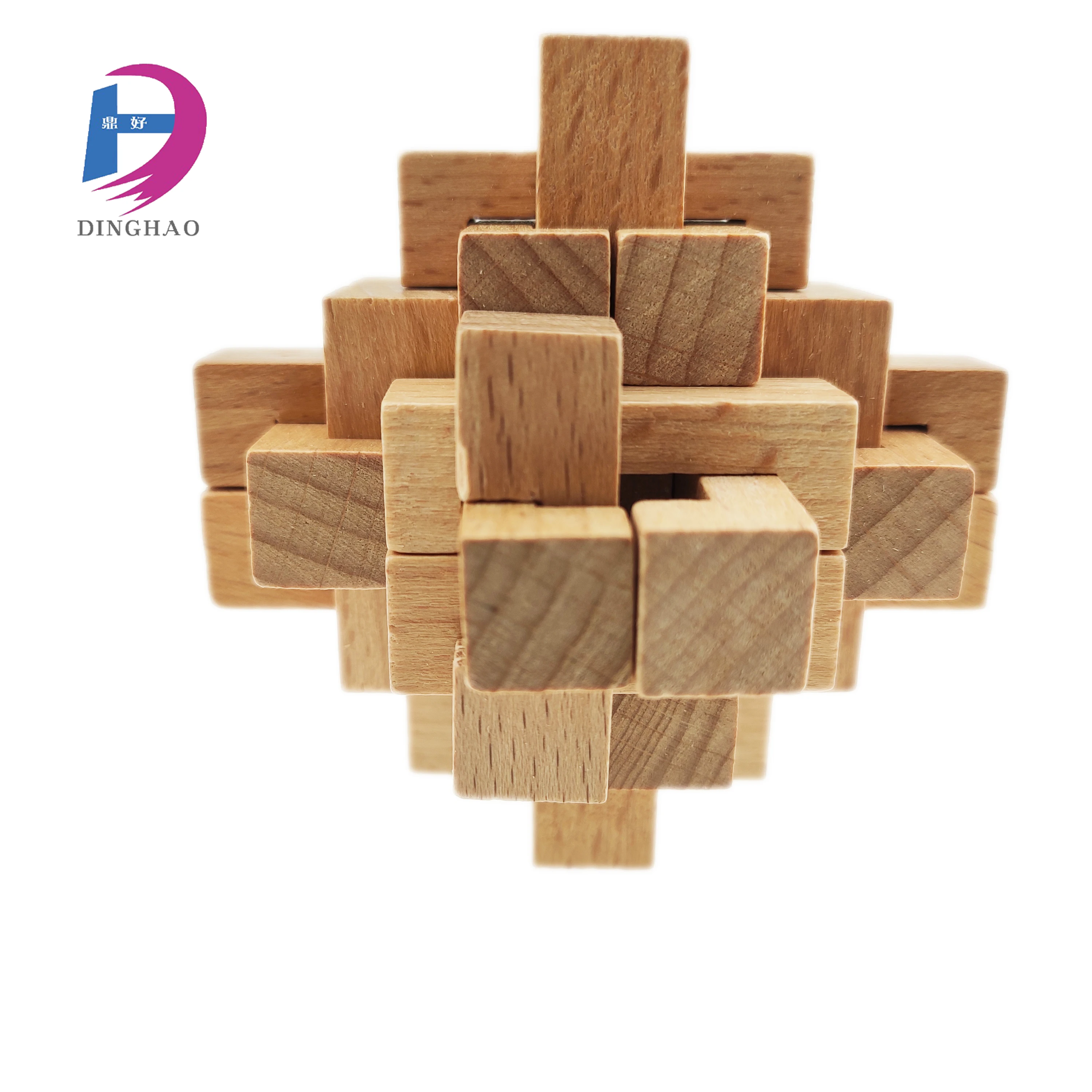 Hot Sale Wooden 3d Luban Kongming Lock Puzzle Toy Wooden Brain Teasers ...