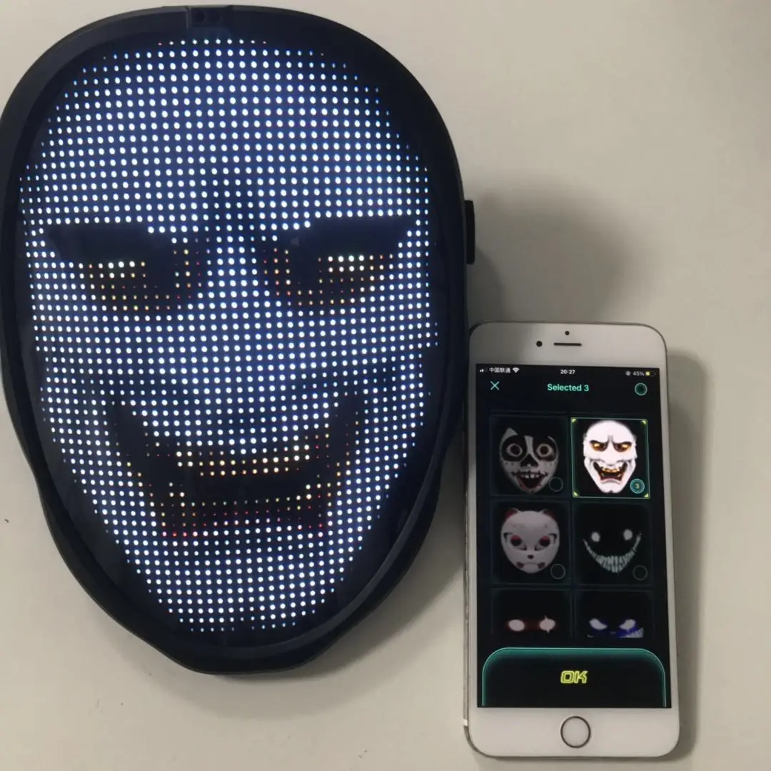 App Control Program Led Face Changing Picture Mask Led Full Color Face ...