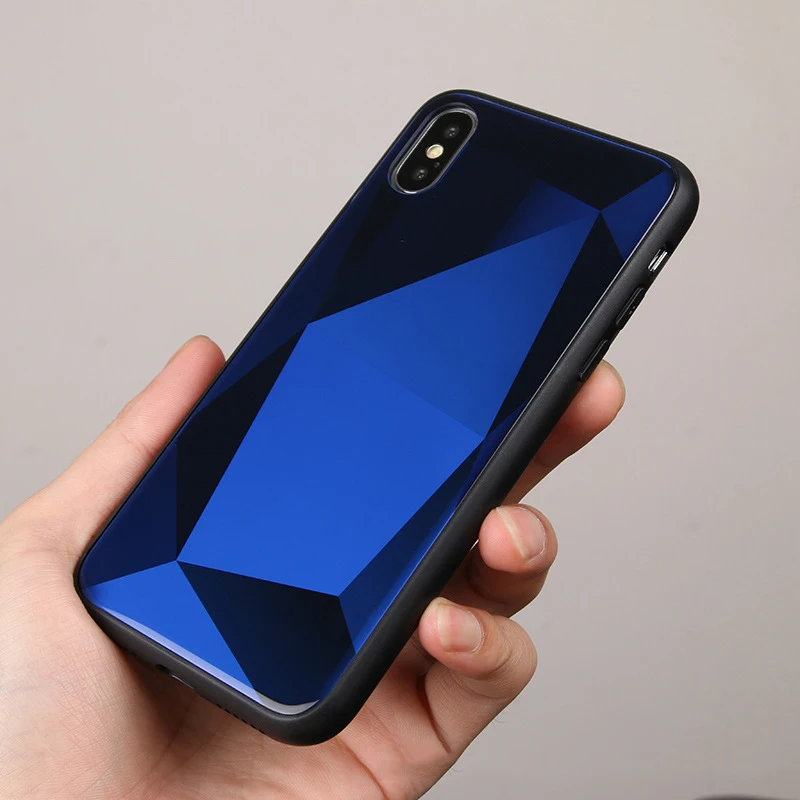 Fashion 3d Diamond Laser Glossy Mirror Tempered Glass Phone Case For ...