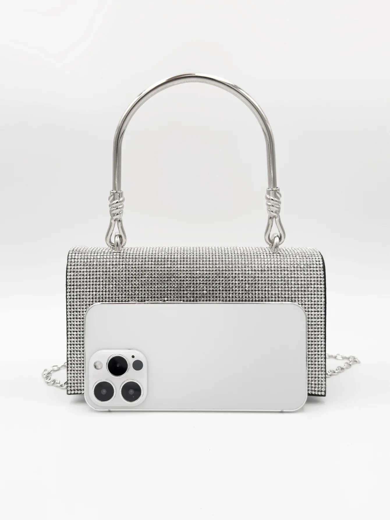 Luxury Women Purse Metal Handle Crystal Rhinestones Hand Shoulder Bag ...