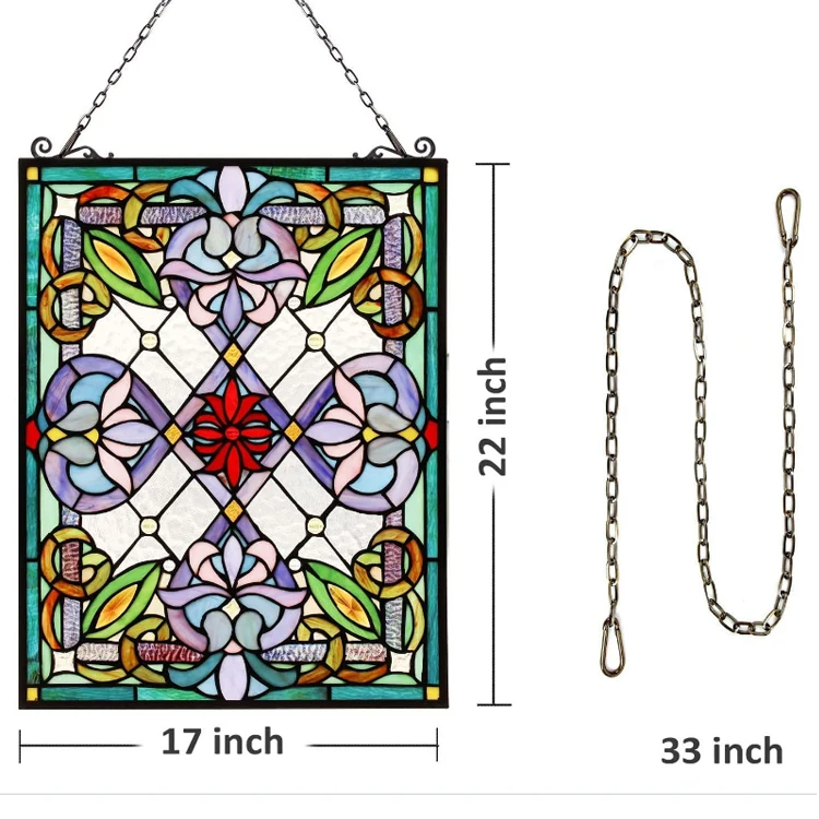 Custom Stained Glass Sheets 3mm Various Sizes With Metal Chains Stained Glass Panels For Mom