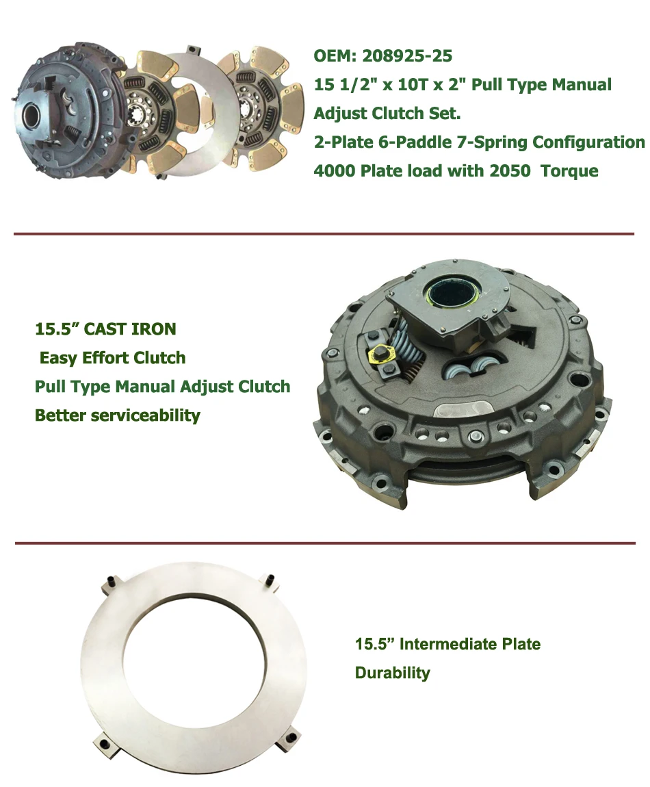 15.5"x 2" Heavy Duty Truck Clutch Assemy 380mm Clutch Kit 208925-25 ...