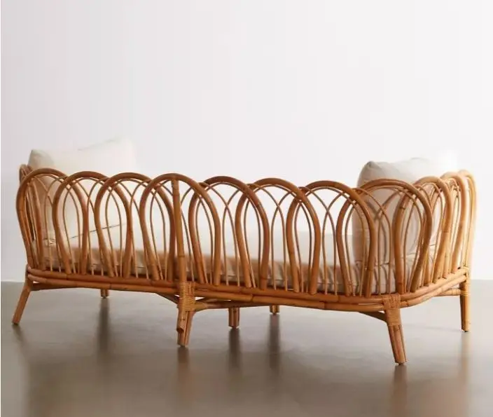 Luxury Mediterranean Natural Rattan Sofa for Living Room