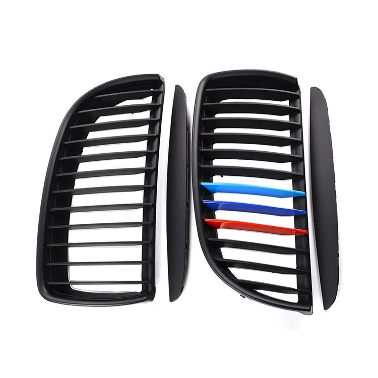E90 Front Grille - One Slat Matte Black Kidney for BMW 3 Series