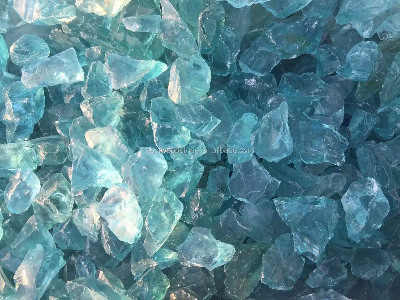 Aqua Blue Landscape Slag Glass Rock For Gabion Decorative - Buy ...