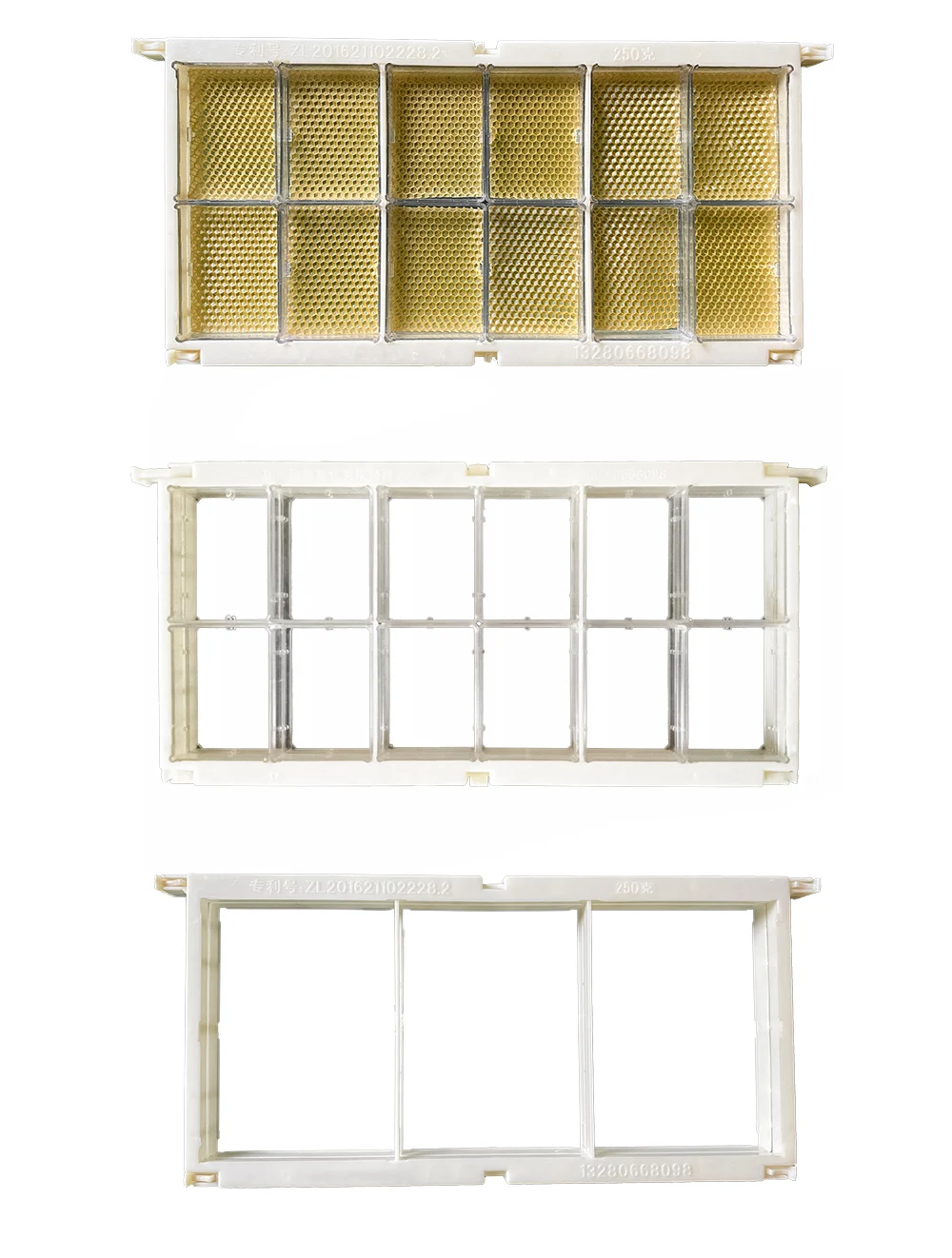 250g Plastic Comb Honey Frames and Cassettes Set for Beekeeping