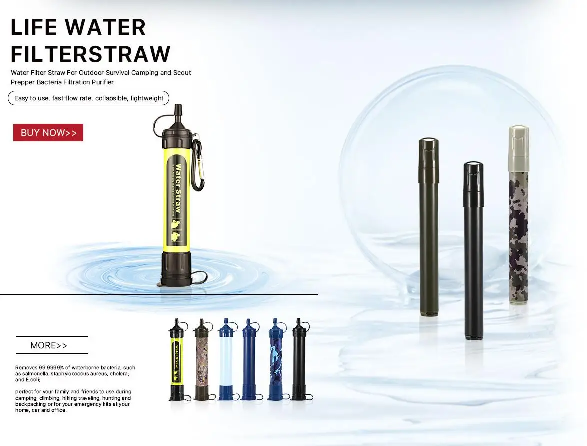 Outdoor Water Filter Straw Purifier Personal Drinking Emergency Camping ...