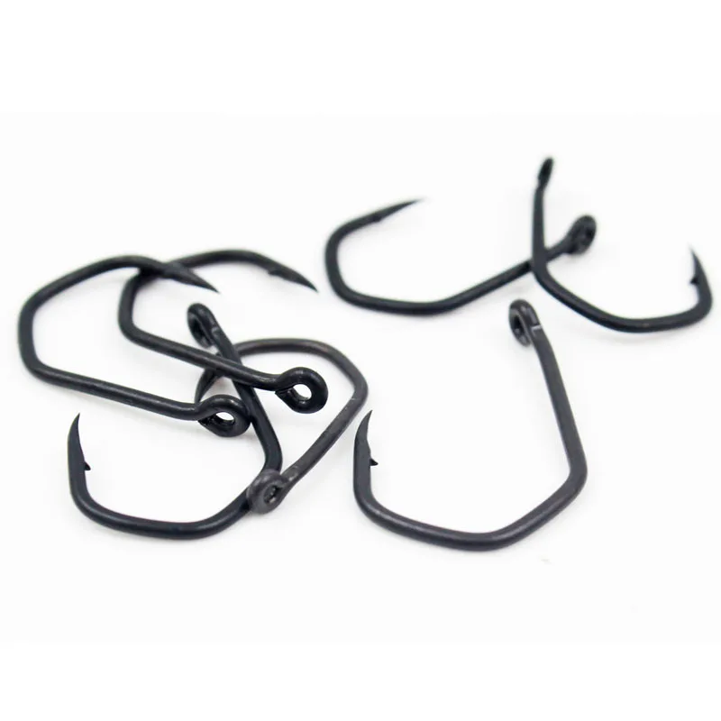 Carp Fishing Te-flon Coating Barbed Eyed Hooks High Carbon Steel - Buy ...