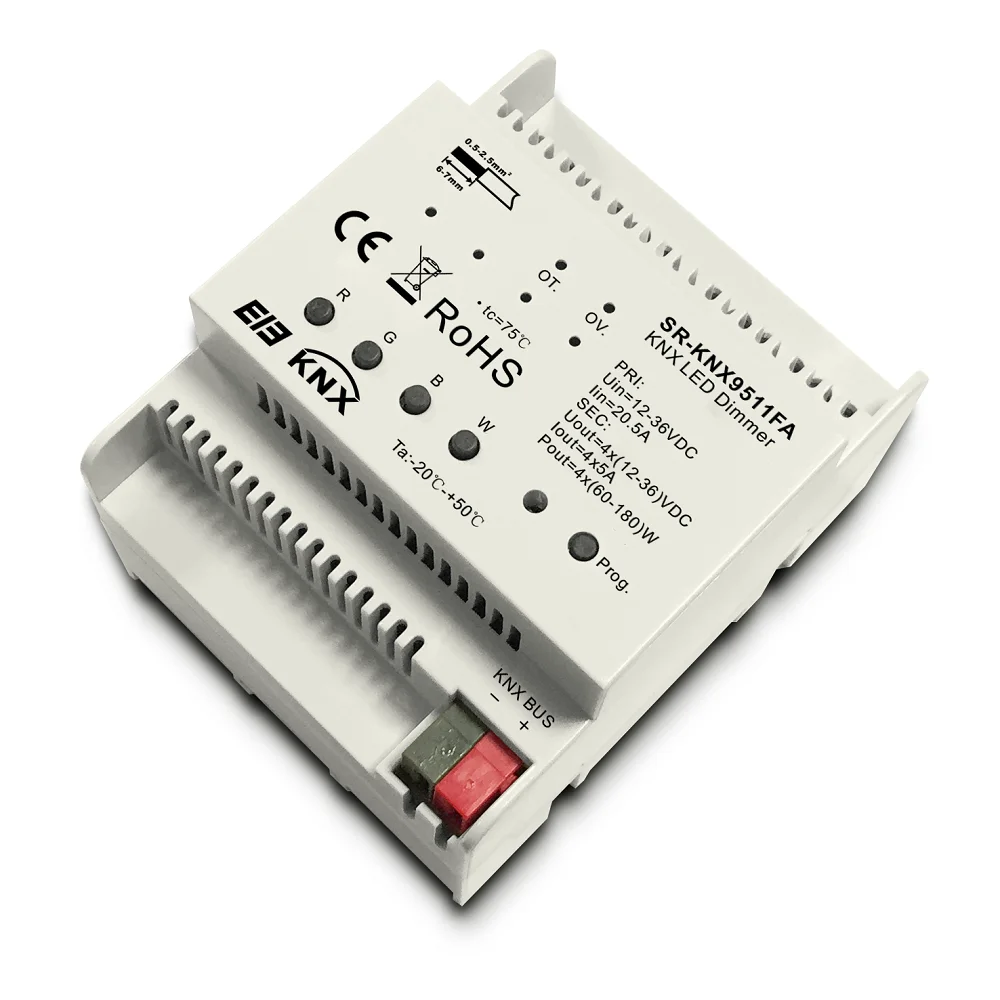 KNX LED RGBW Controller - 4 Channels DIN RAIL Installation