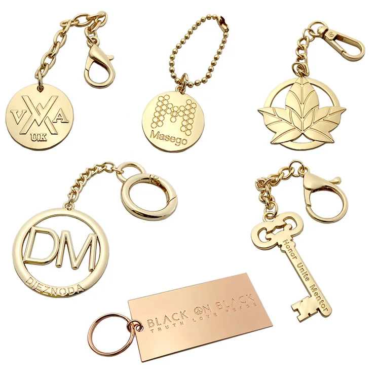 Custom Gold Round Hang Tags - Engraved Metal Brand Logo