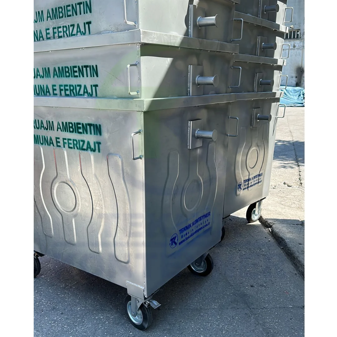 1100 Liter Waste Metal Container Galvanized (with Plastic Lid Cover ...