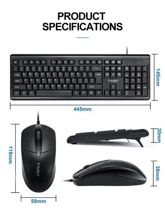 TWOLF TF500 Gaming Keyboard and Mouse Combo for PC Desktop