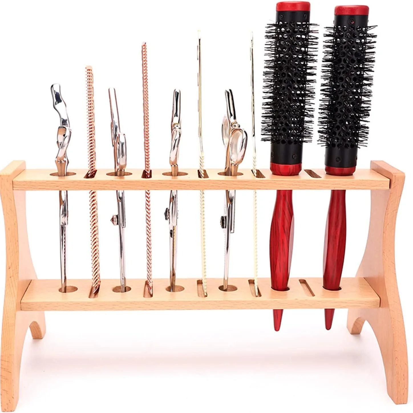 Wooden Scissors Rack 6 Sets - Barber Shop Comb Rack - Solid Wood Comb ...