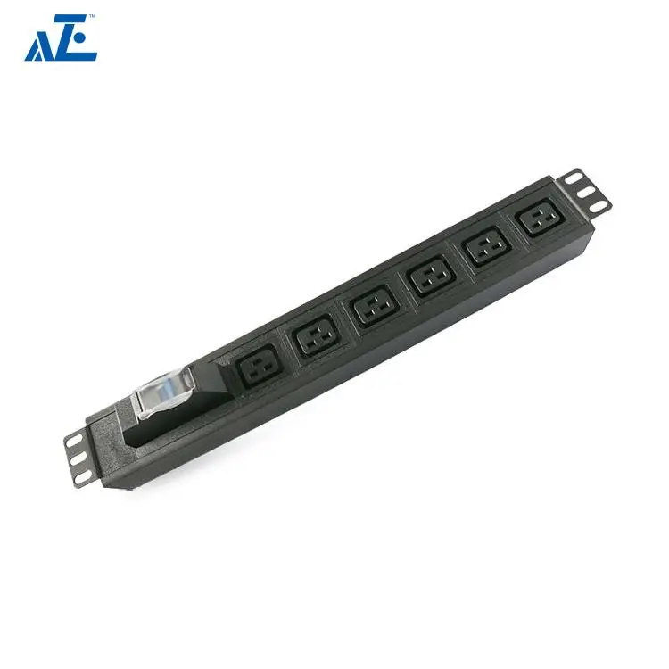 1U 19 Inch Rack Mount AC Power Strip Socket 6-Way IEC C19 PDU Server Rack Power Distribution ...