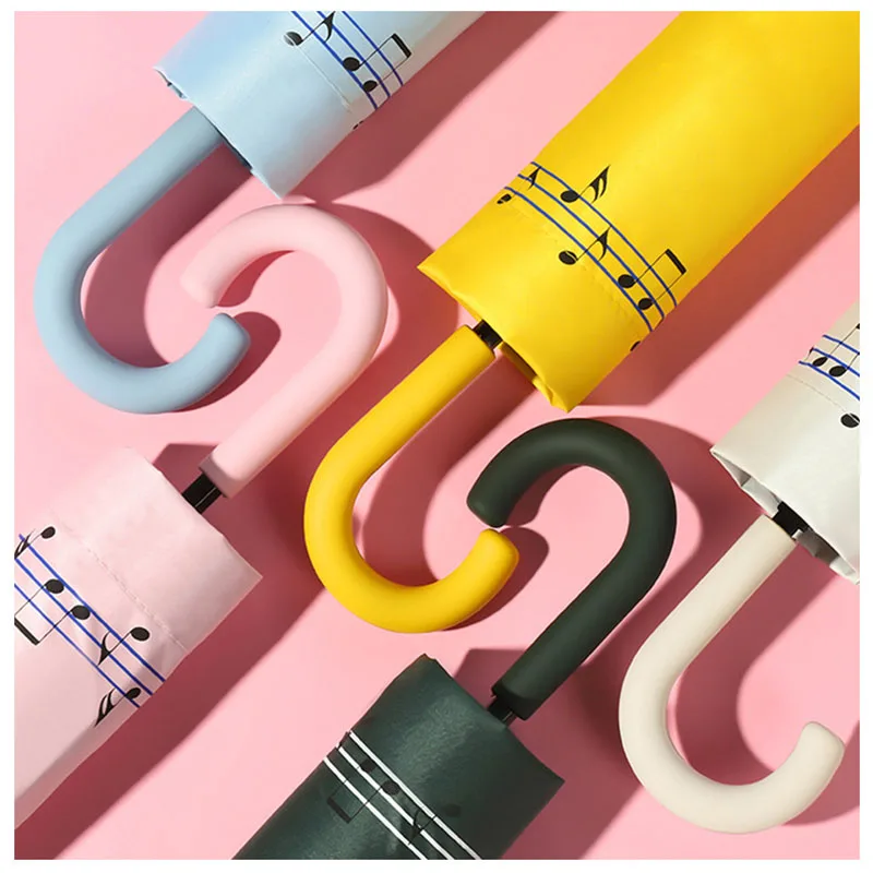 CHUVABAND Luxury Musical Note Umbrella Clear Folding Curved Handle ...