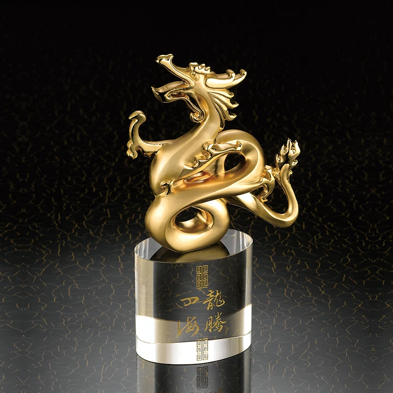 Custom Design High Quality Metal Dragon Trophy with Crystal
