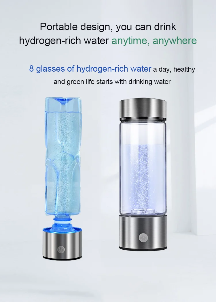 Hydrogen Rich Water Cup Portable SPE PEM H2 Water Electrolysis Hydrogen Water Ionizer Generator ...