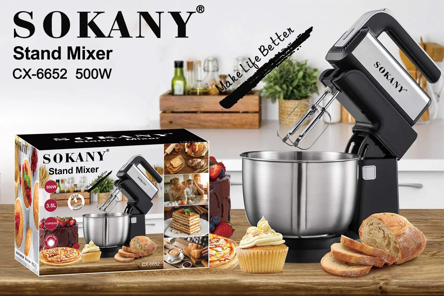 Sokany 3.5l 5speeds Electric Hand Mixer - High Quality Kneading