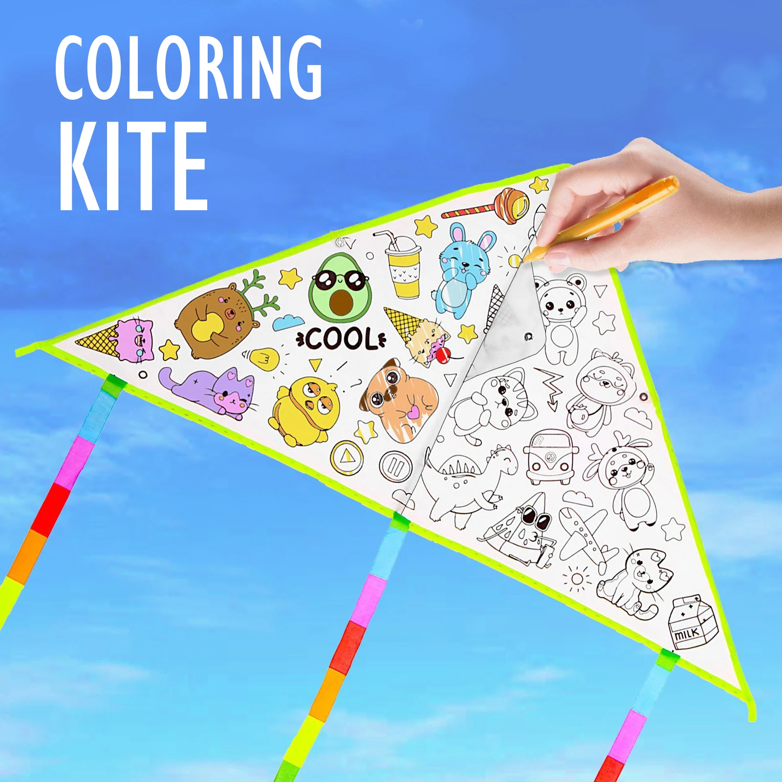 Top Selling Present For Kids Diy Hand Painted Triandle Kite With ...