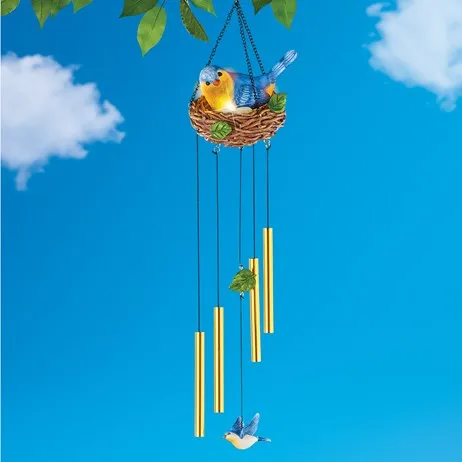 Bluebird Wind Chime - Polyresin Chain Hook Solar Light