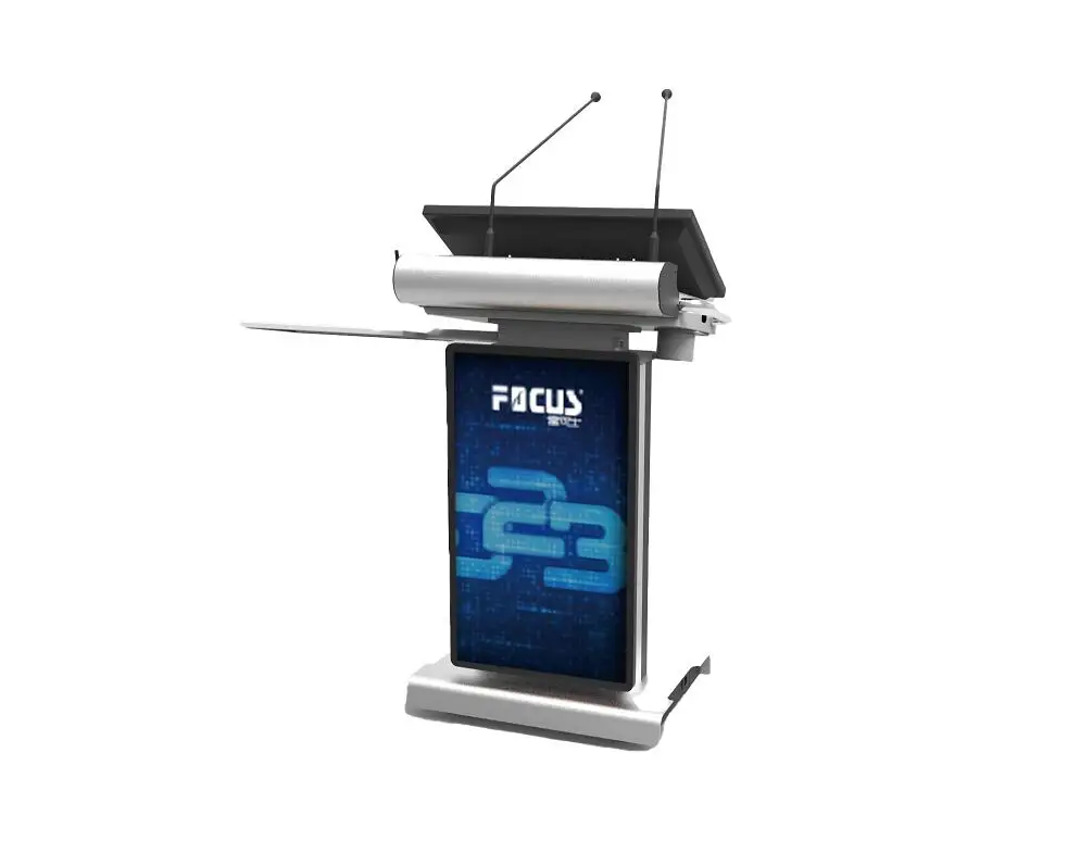 Electric Height-Adjustable Podium with Dual LCD Screens