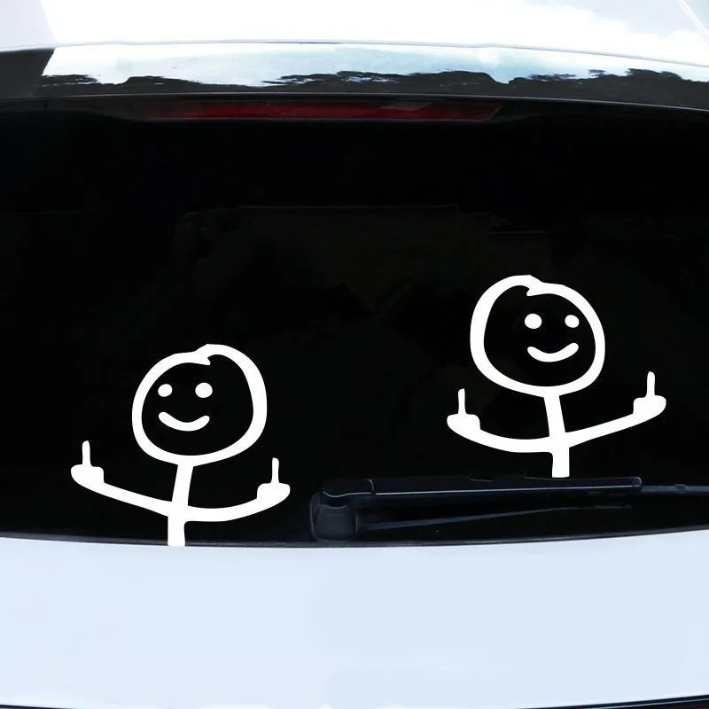 Car Stickers Vertical Middle Finger Turns Off High Beam And Disdains ...