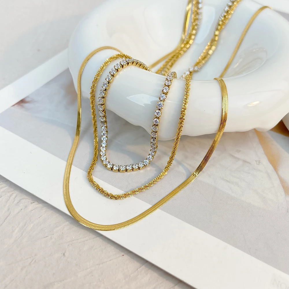 Stylish Necklace Jewelry Women - Three Layer Diamond Chain