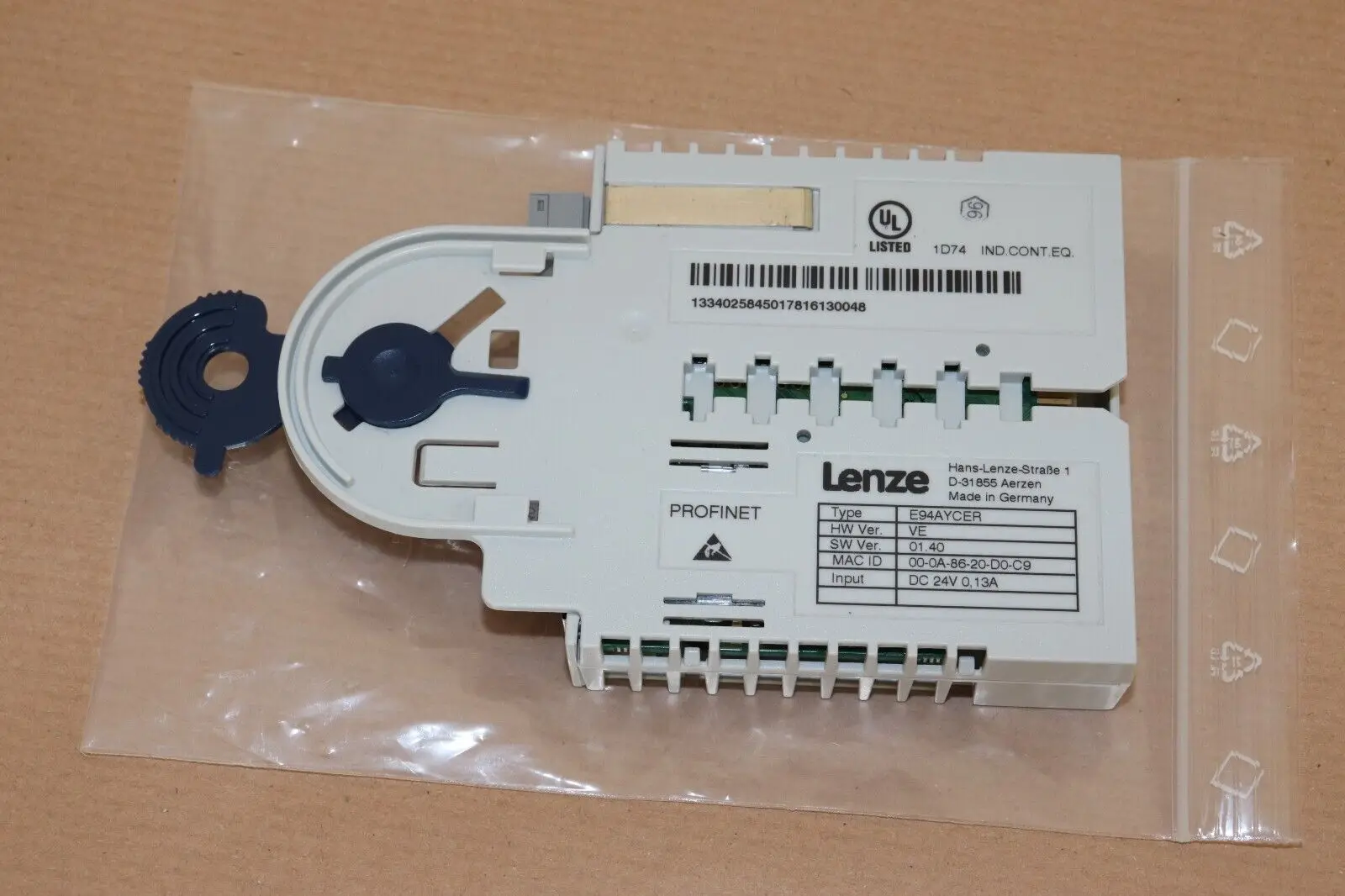 Lenze Servo Drives 9400 Profinet Module,E94aycer,Hw: Ve Sw Ver: 01.40 ...