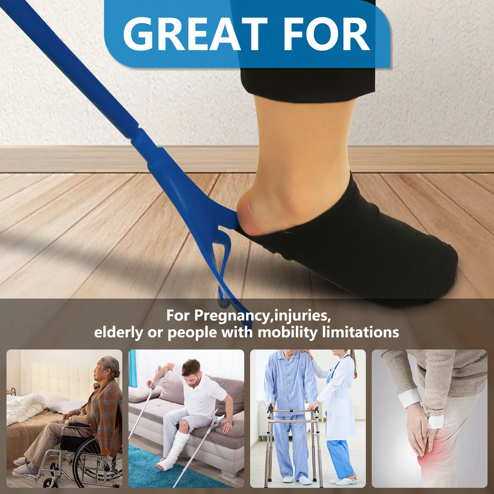 2 in 1 Easy Storage Mobility Aid Sock Aid & Shoe Horn for Seniors and ...