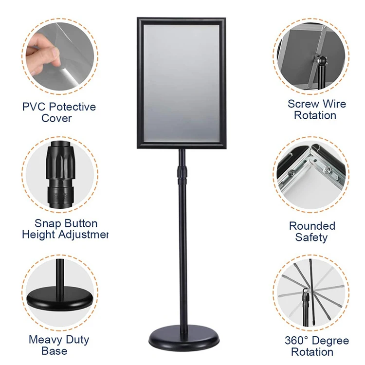 Poster Stand Menu Stand A3/A4 Adjustable Sign Display Holder Clip Frame Stainless Steel Guide ...
