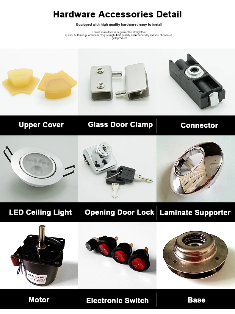 Rotatable Led Illuminated Glass Display Cabinet With 3 Tempered Glass ...