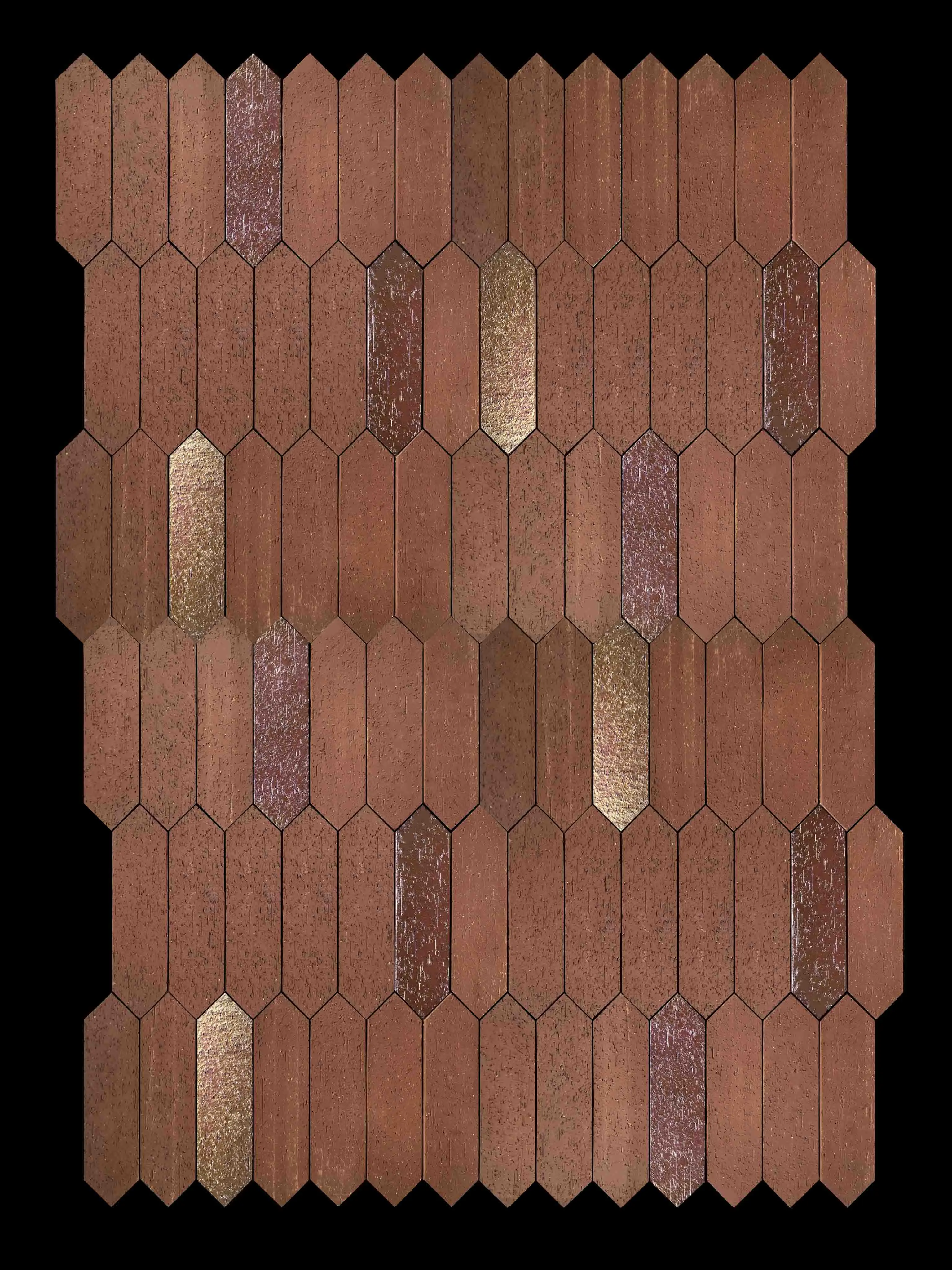 Slender Diamond Shaped New Deep Red Brick With Illusion Colored Glaze ...
