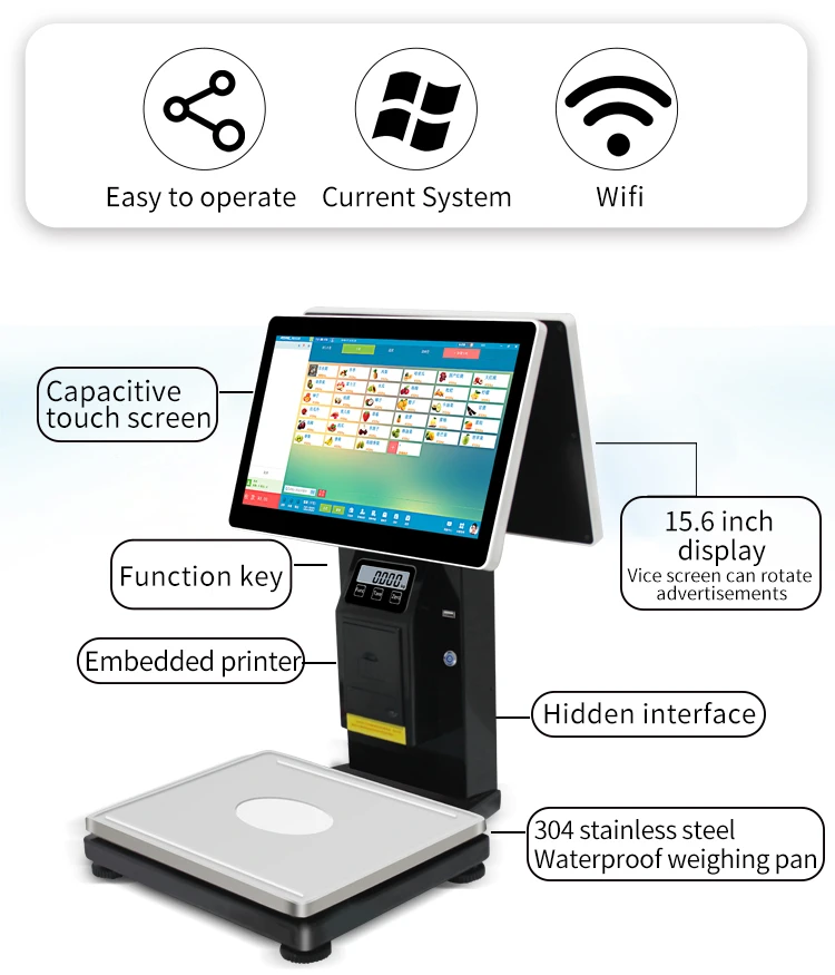 Barcode Label Printing Scale Digital Weighing Pos Scales for ...