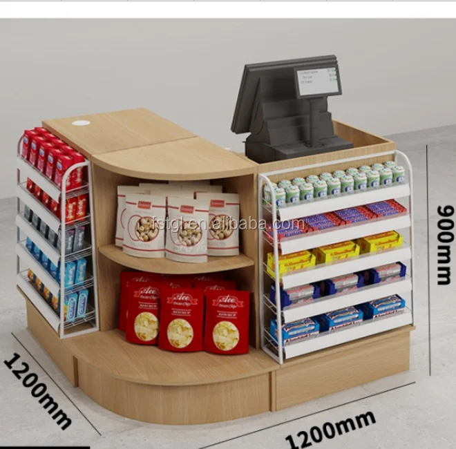 Mini Mart Supermarket Wooden Cashier Counter - Durable Design with 2 ...