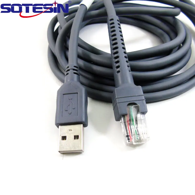 P10 Rj45 To Usb Supermarket Cash Register System 3m Gray Laser Scanner ...