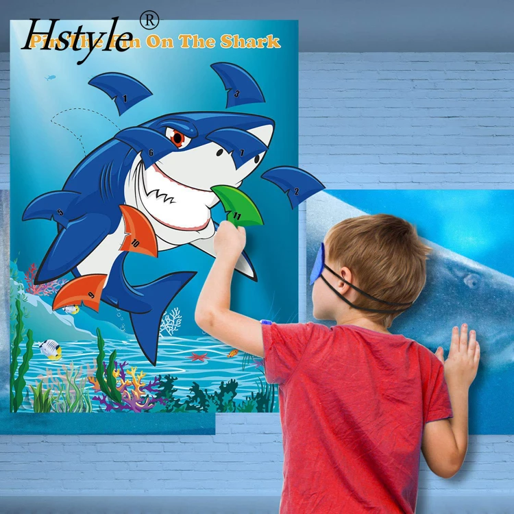 Pin The Fin On The Shark Games Kids Baby Birthday Party Supplies ...